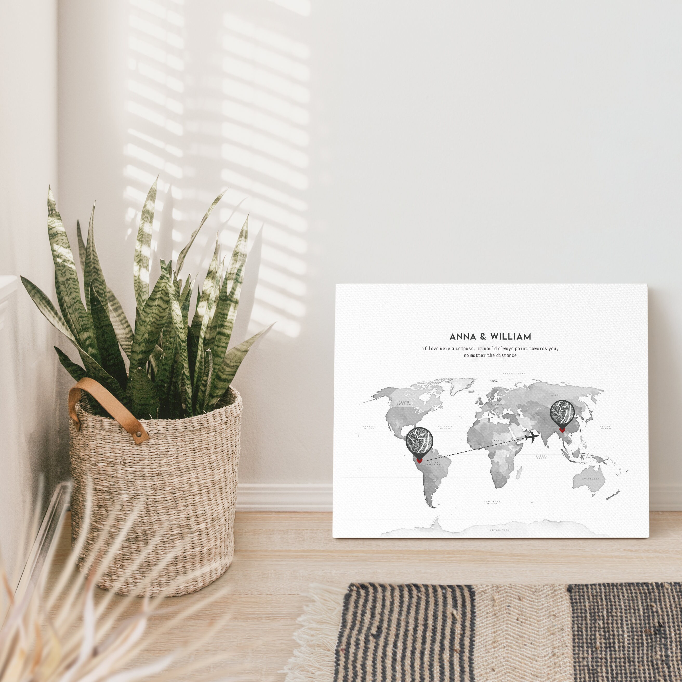 Personalized Map of 2 Countries, Long Distance Relationship Gift ...