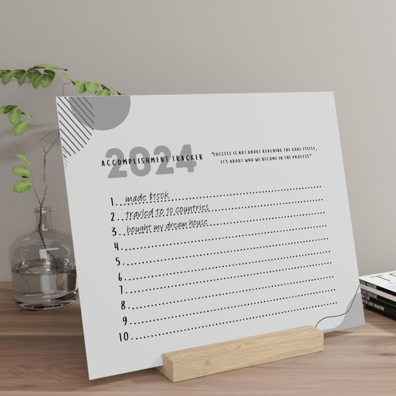 2024 Accomplishments Tracker, Self Improvement Gift, Fulfilled Goals ...