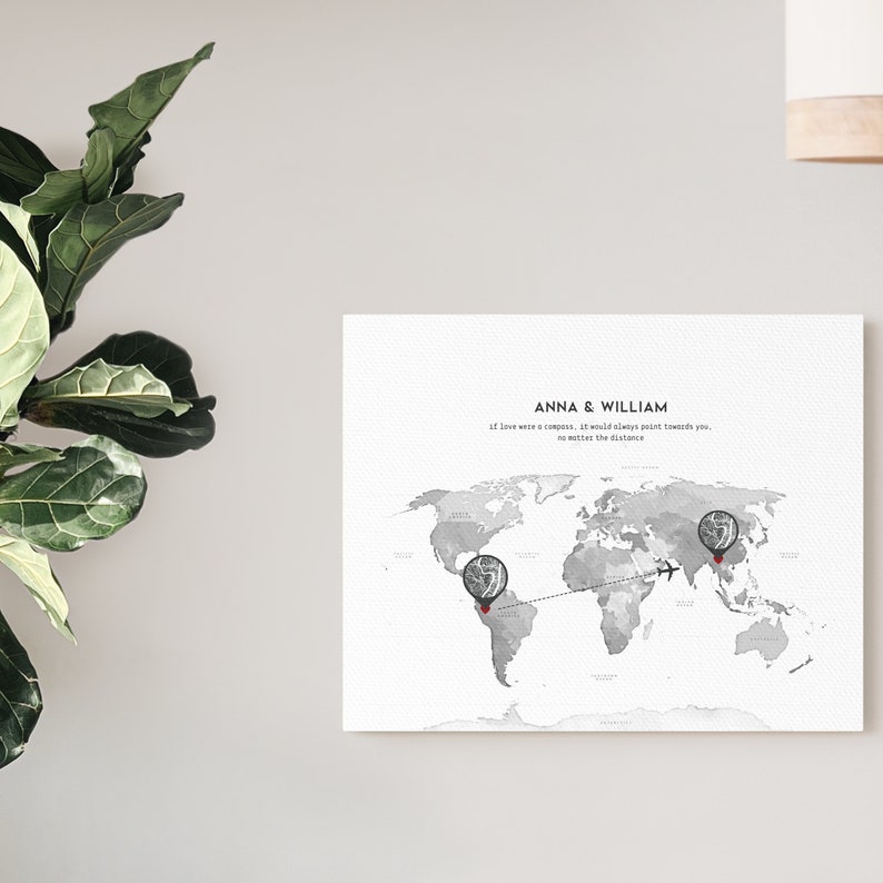 Personalized Map of 2 Countries, Long Distance Relationship Gift ...