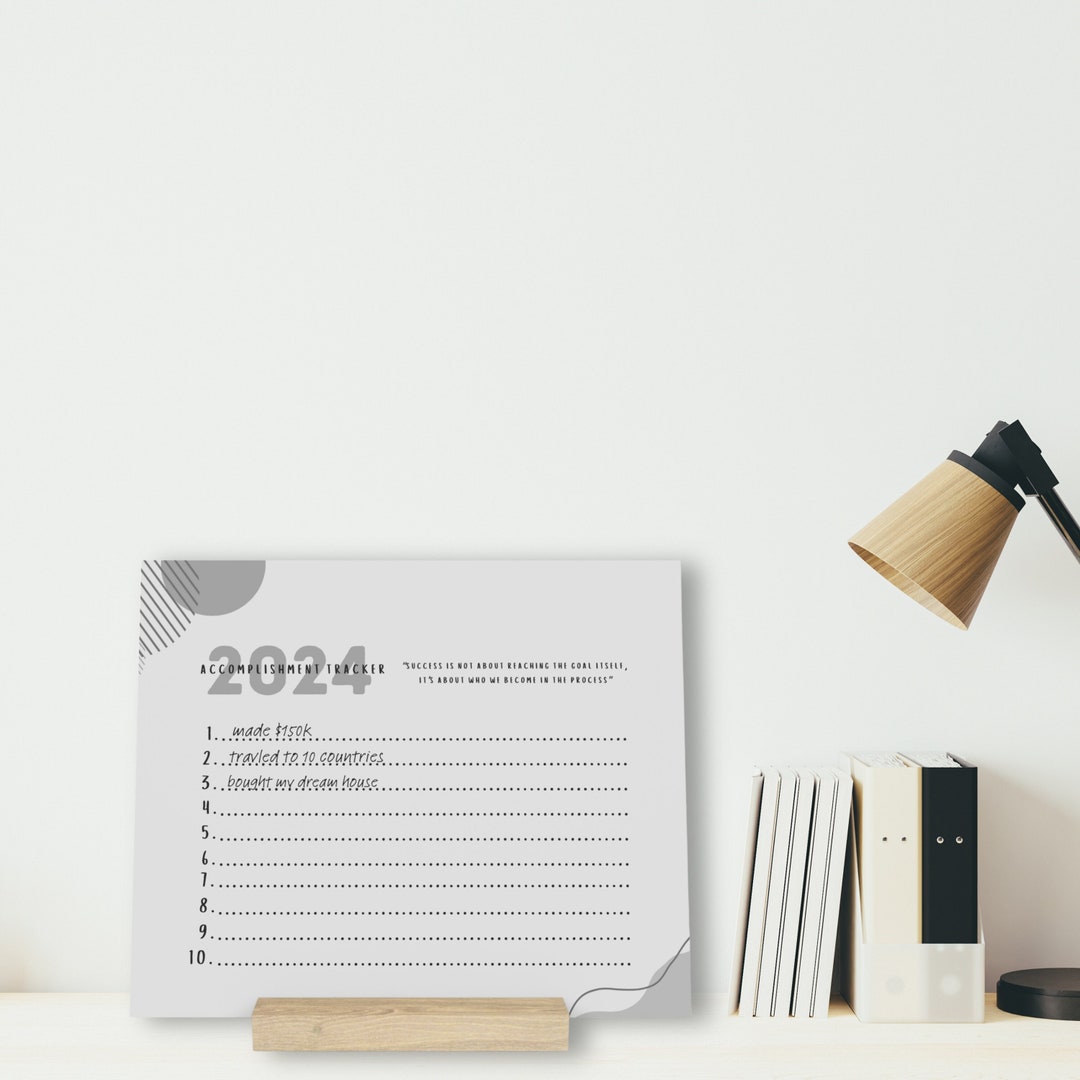 2024 Accomplishments Tracker, Self Improvement Gift, Fulfilled Goals ...