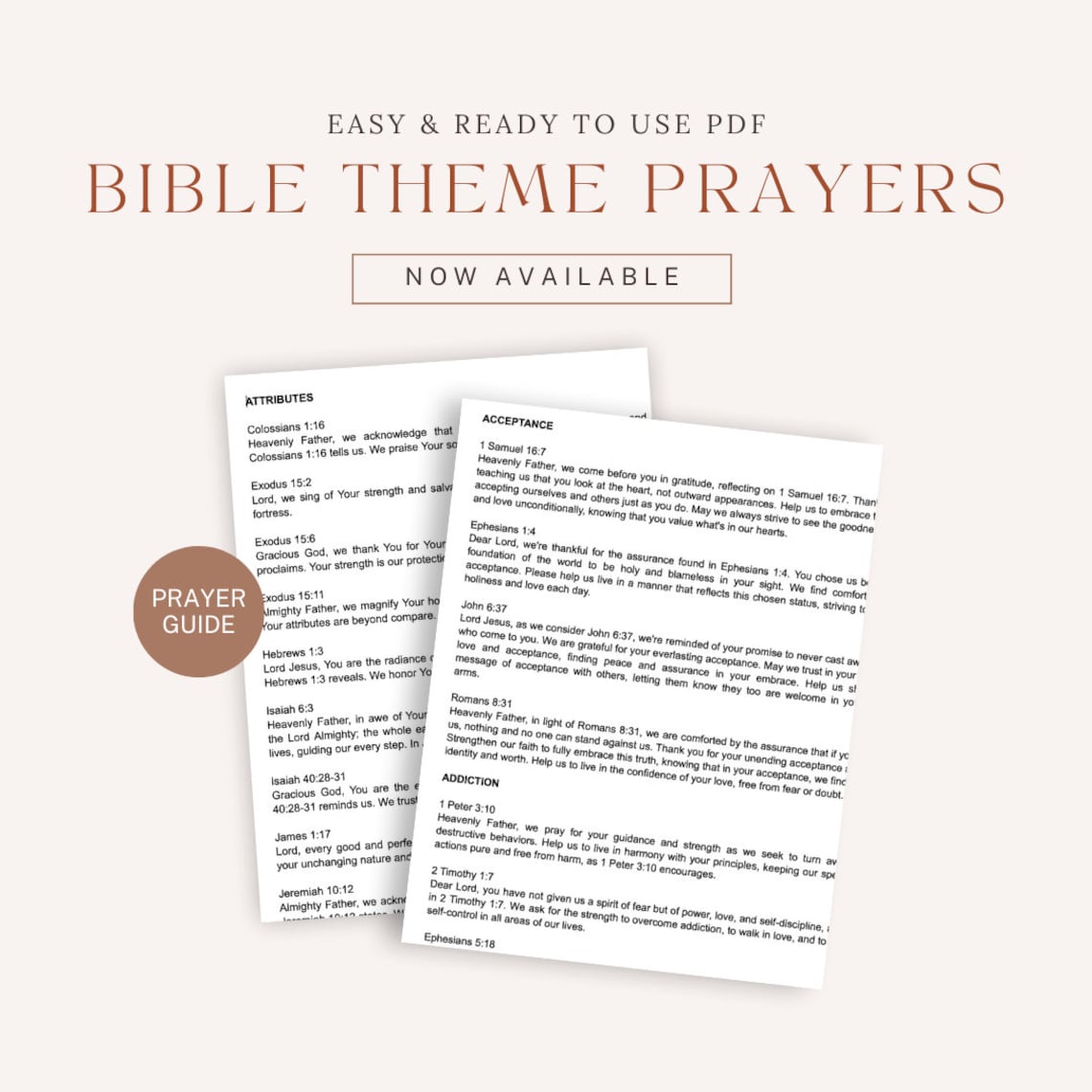 Prayer Bible Theme Checklist, Complete Prayer General Guide, - Etsy