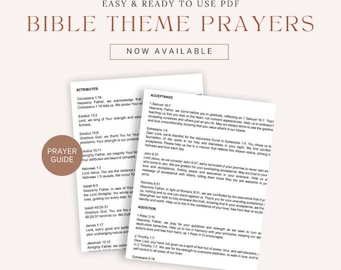 Prayer Bible Theme Checklist, Complete Prayer General Guide, - Etsy