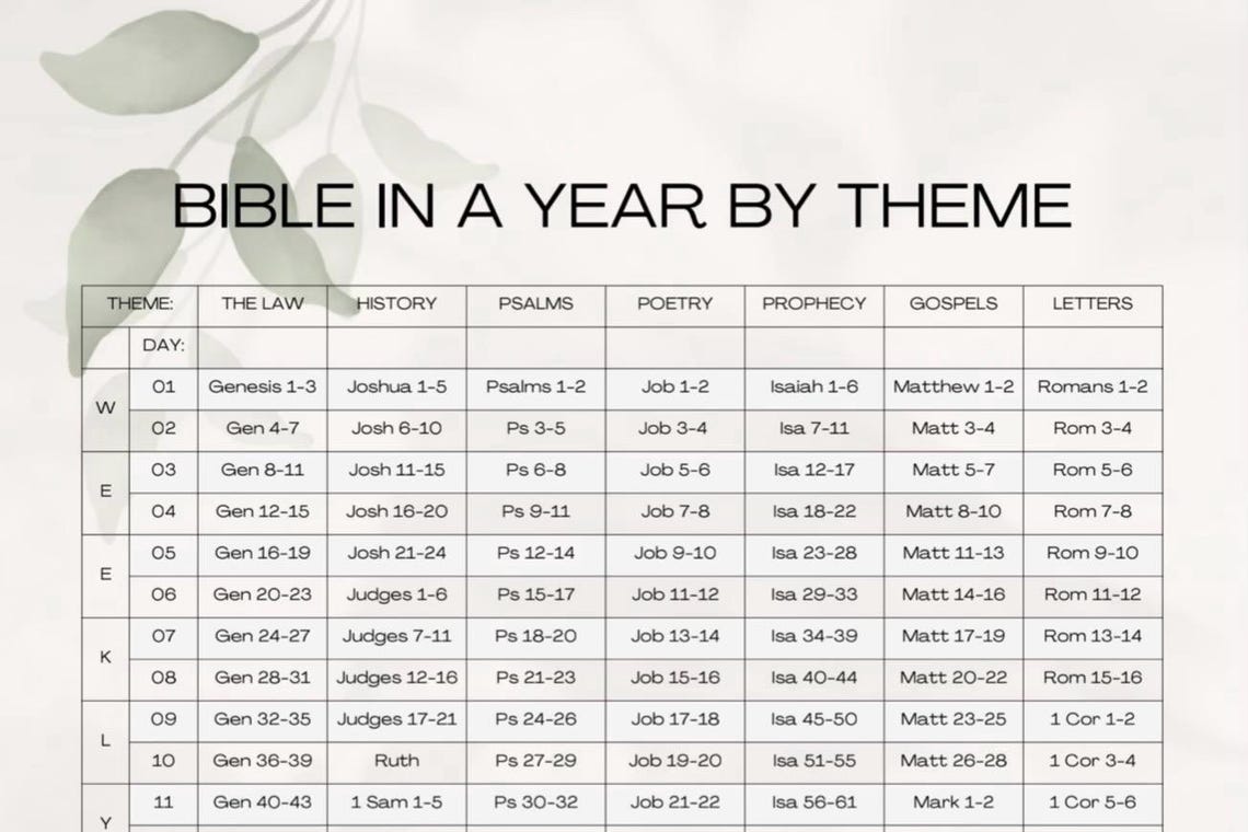Bible Reading Plan by Themes - Etsy
