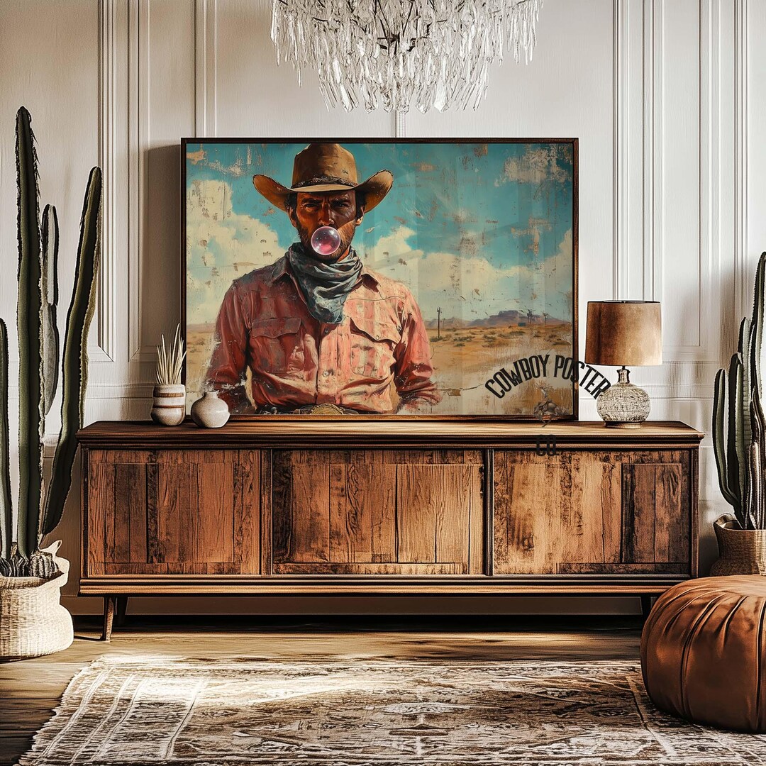 Cowboy Outlaw Bubblegum Western Room Poster, Ranch Decor, Western Room ...