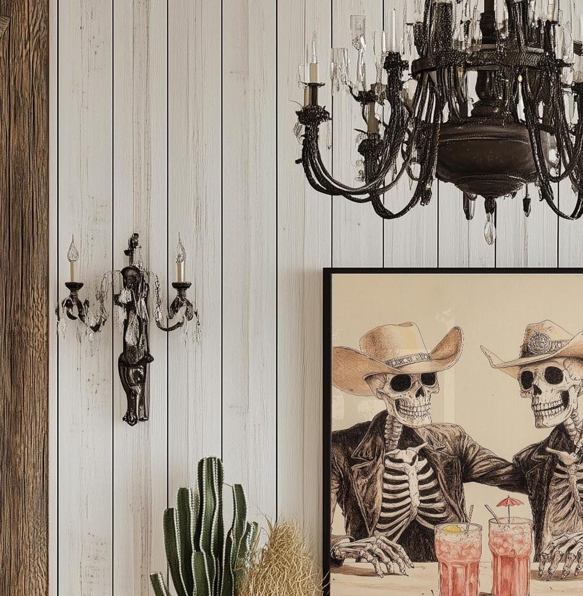 Cowboy Skeletons Saloon Poster: Western Bar Art - Etsy