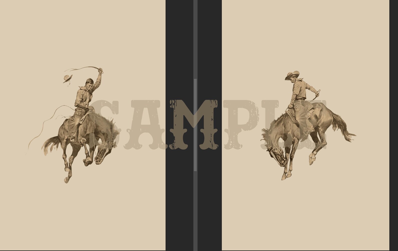 Western Room Poster Set, Bucking Bronco, Gift for Her, Cowboy Wall Art ...