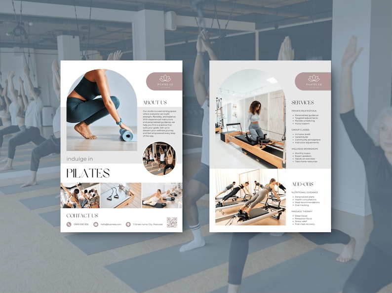 Pilates Flyer Yoga Class Poster Fitness Flyer Modern Beautiful Unique ...