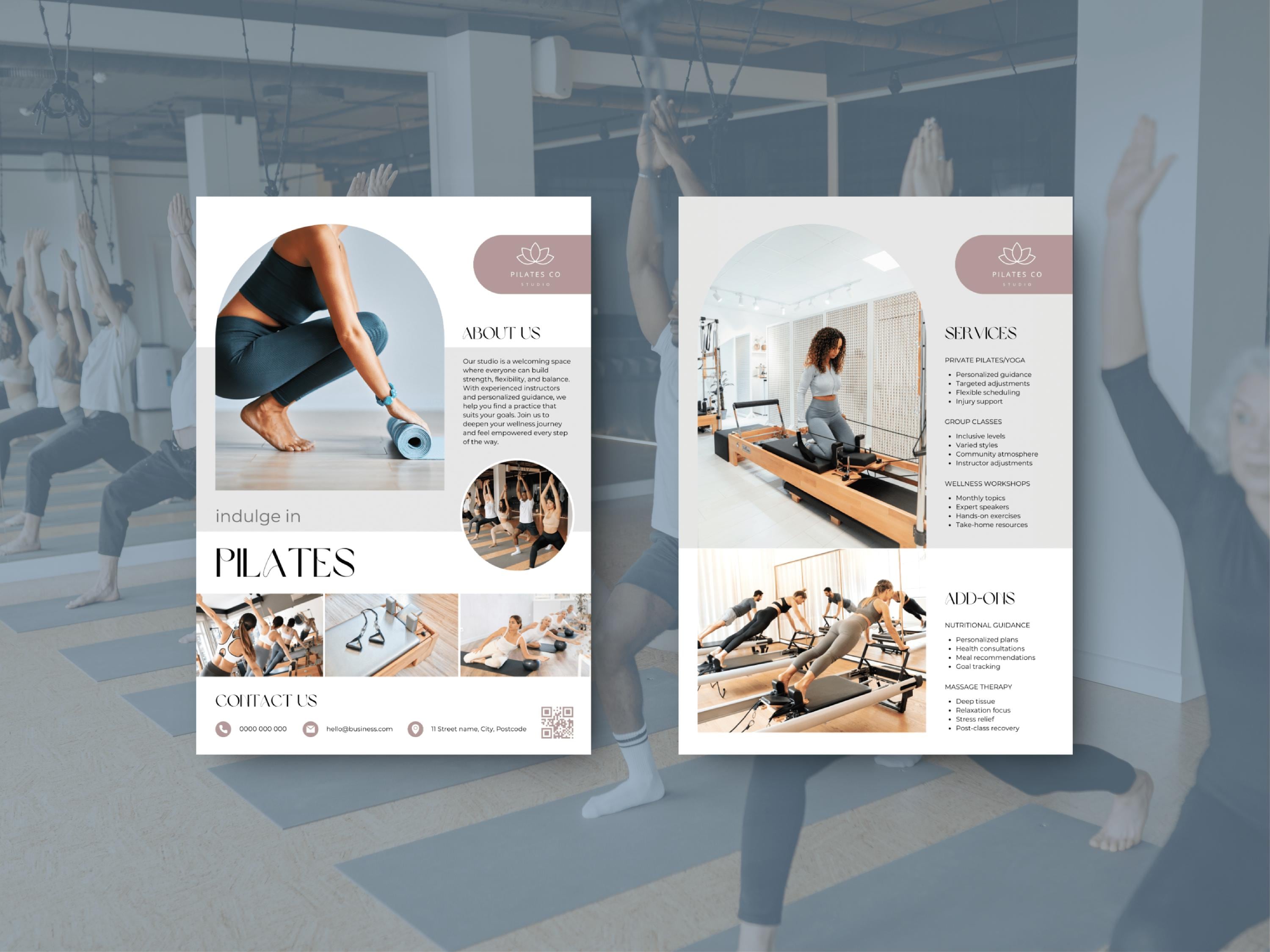 Pilates Flyer Yoga Class Poster Fitness Flyer Modern Beautiful Unique ...