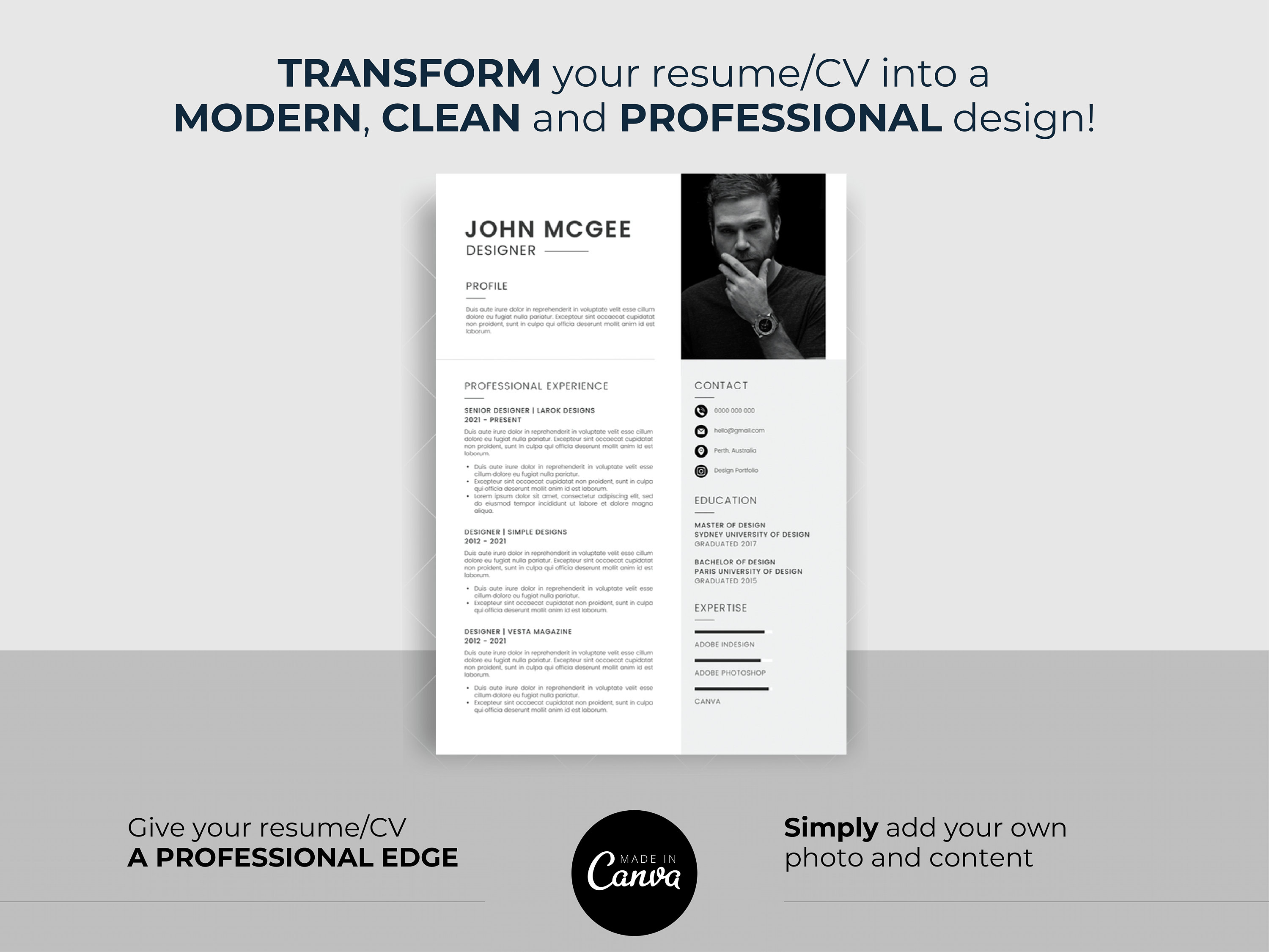 Minimalist Resume Template CV Template Modern Resume Template ...