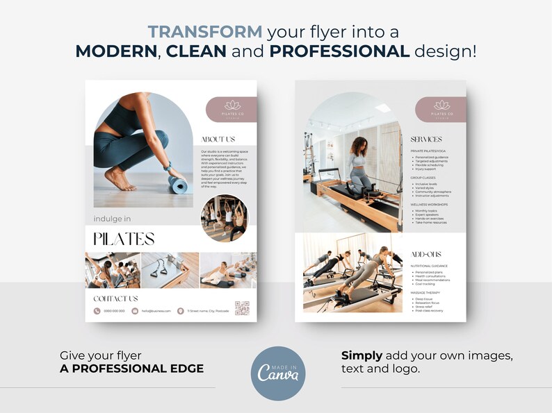 Pilates Flyer Yoga Class Poster Fitness Flyer Modern Beautiful Unique ...