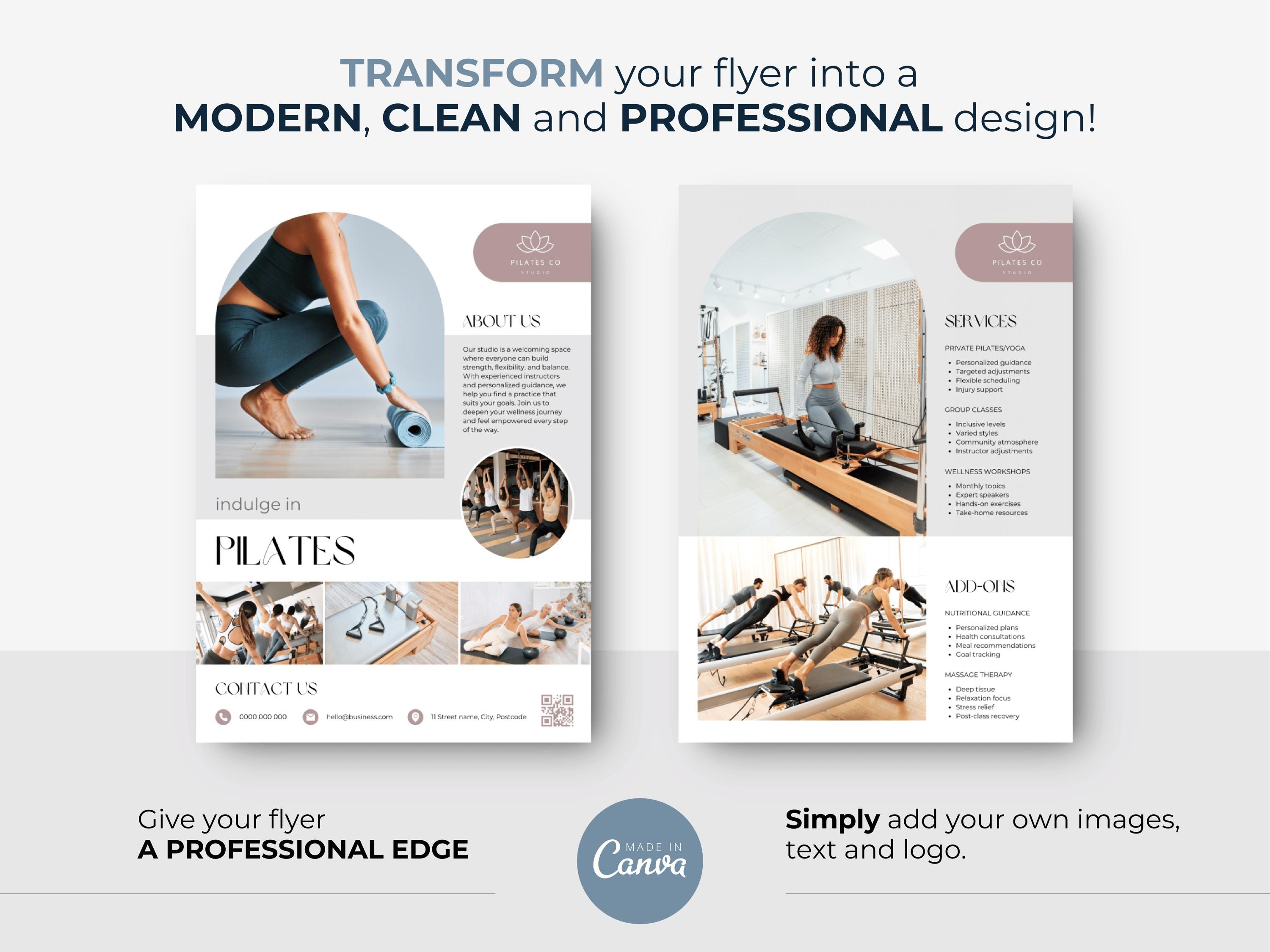 Pilates Flyer Yoga Class Poster Fitness Flyer Modern Beautiful Unique ...