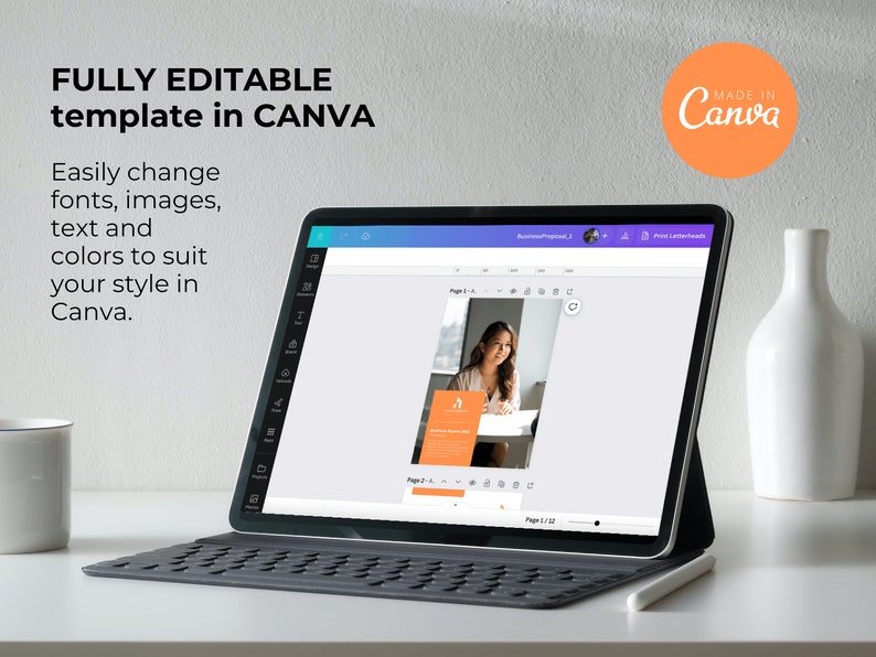 Business Plan Document Template Canva Business Report Template Business ...