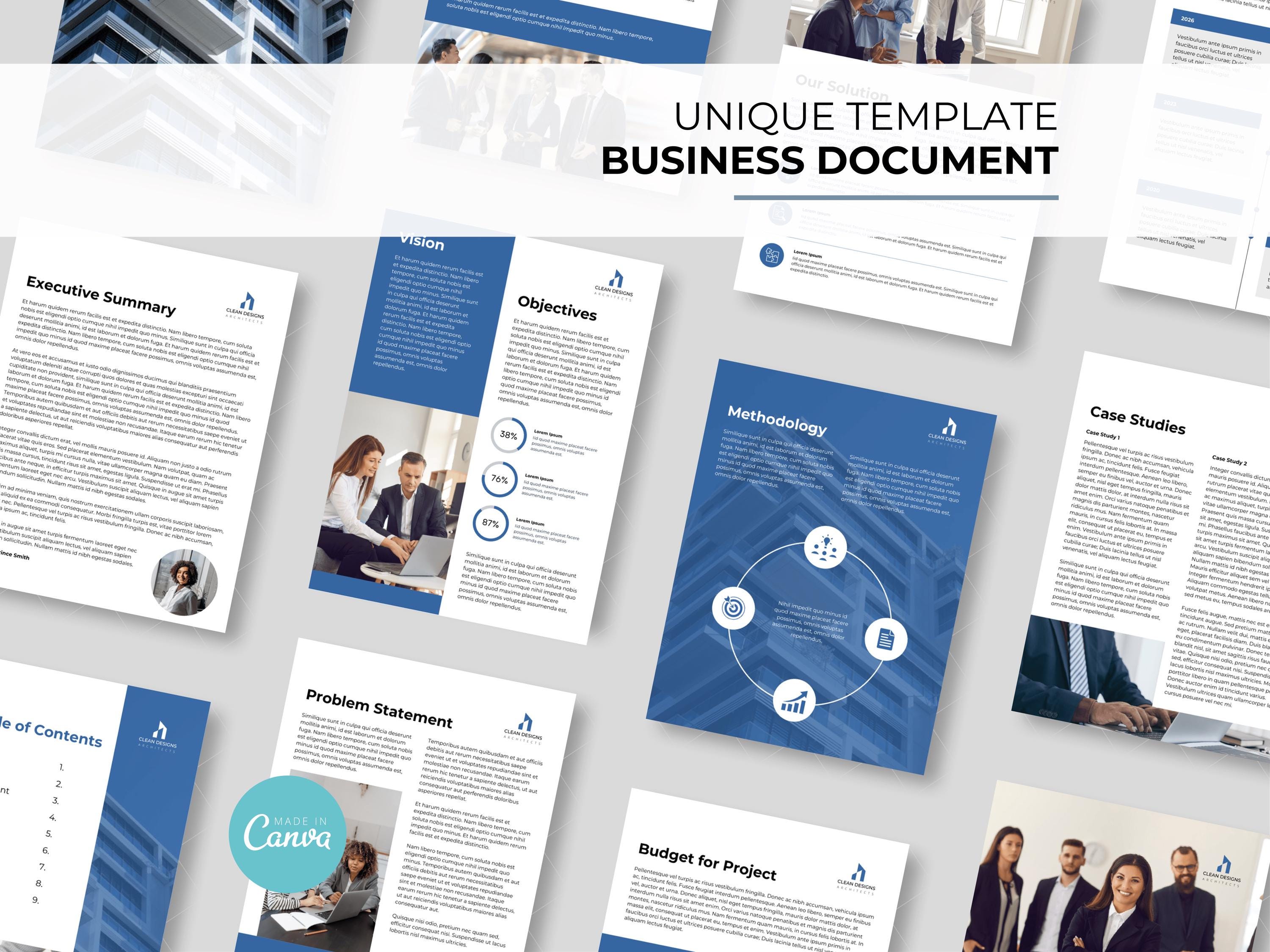 Business Report Template Canva Professional Document Template Real ...