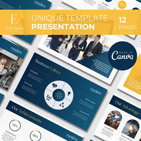 Canva Professional Business Presentation Template - Etsy