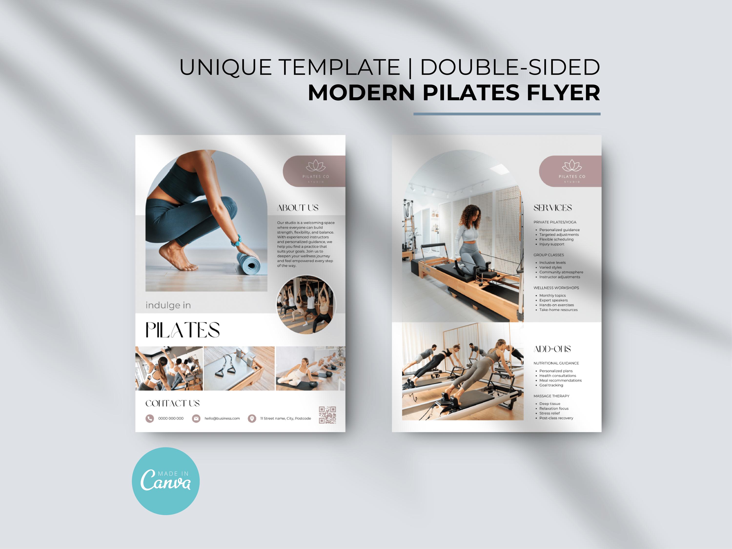 Pilates Flyer Yoga Class Poster Fitness Flyer Modern Beautiful Unique ...