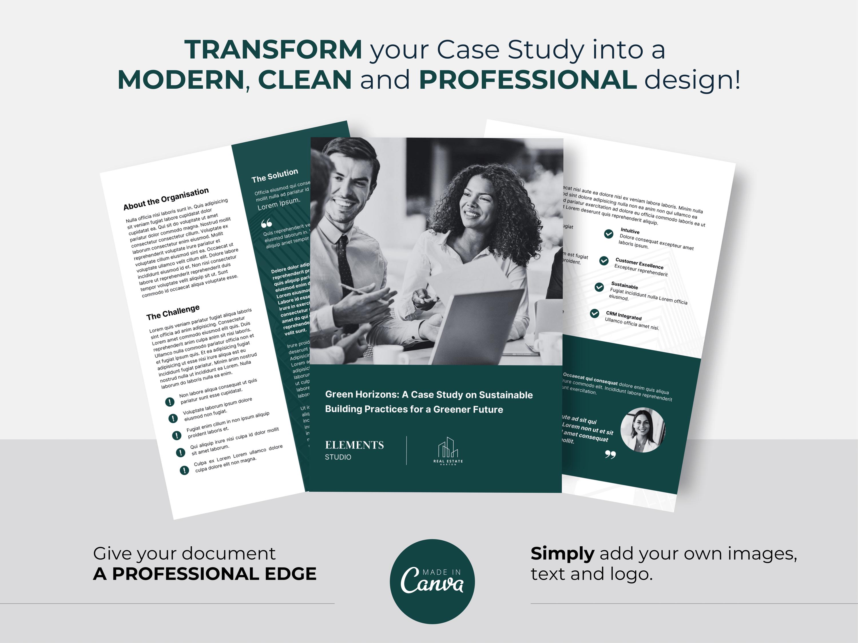 Case Study Template Modern Professional Canva Editable Customisable ...