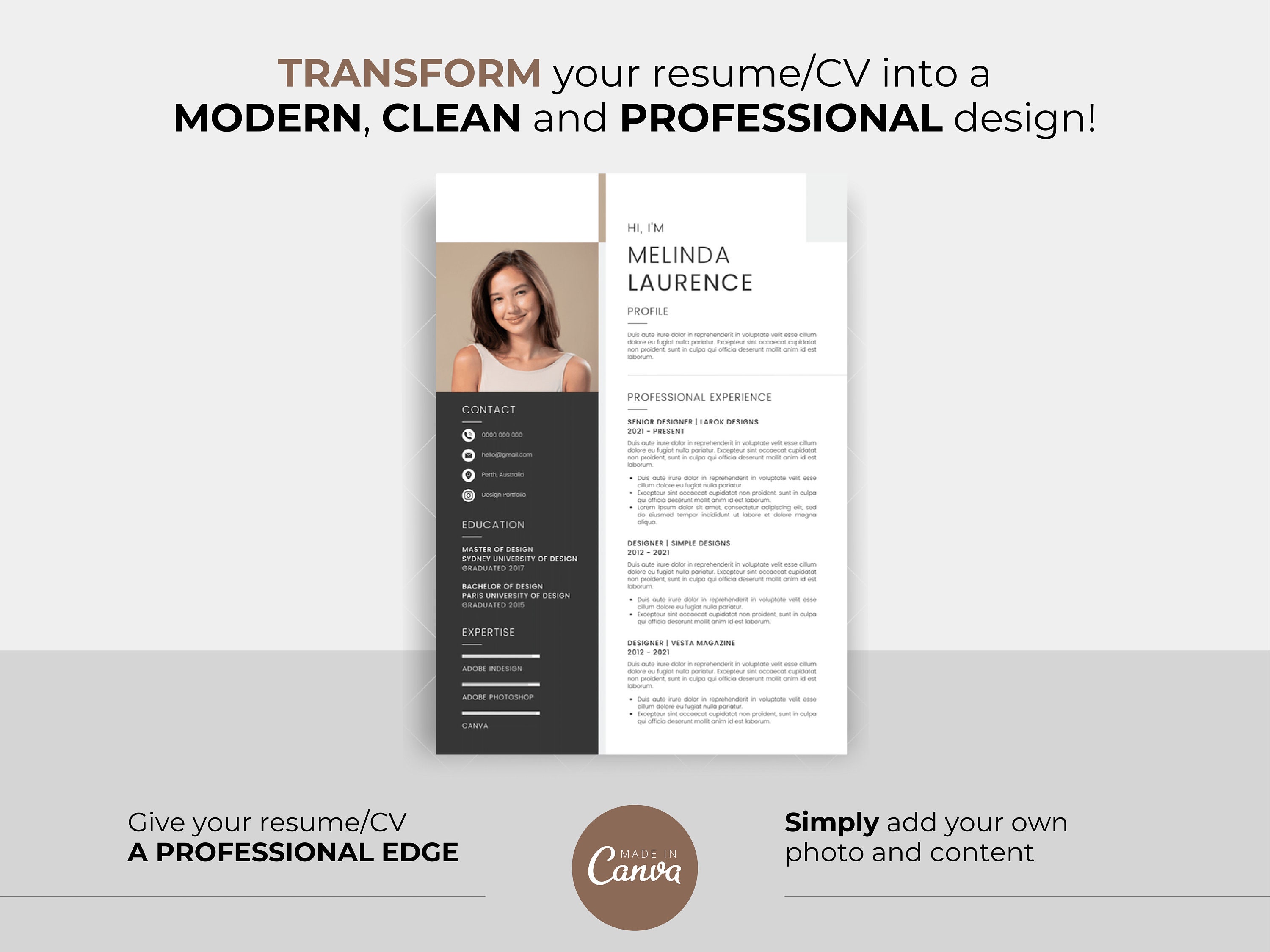 Resume Template Modern CV Template Modern Resume Template Professional ...