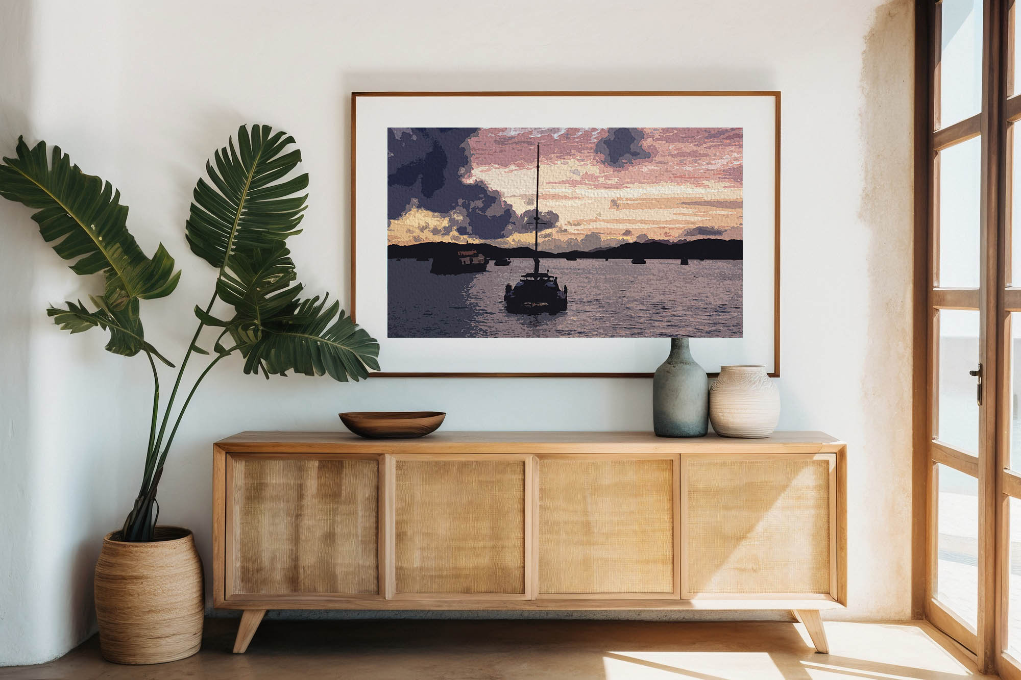 Printable/digital Wall Art Catamaran Cruising During Sunset at the Sea ...