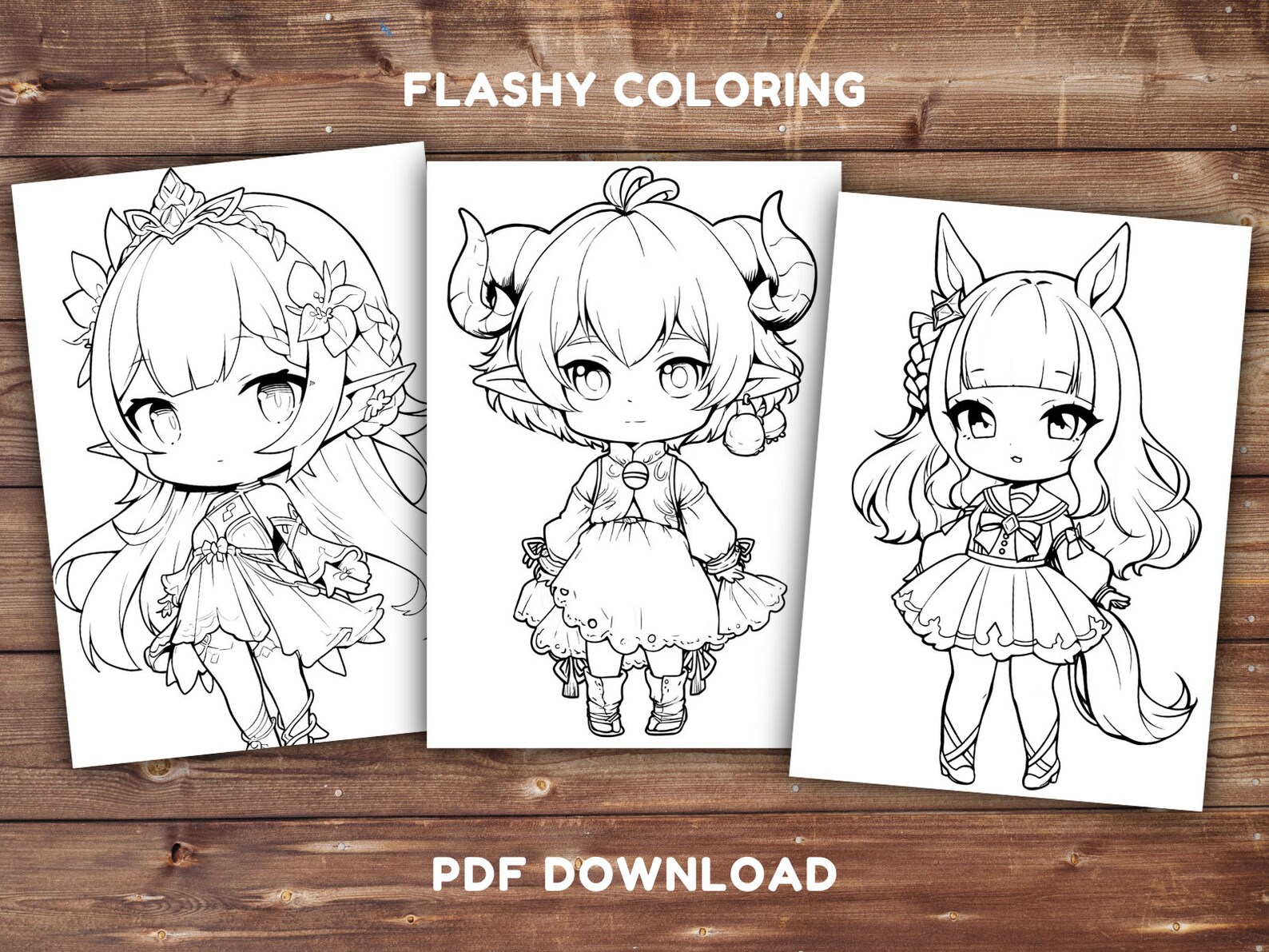 Chibi Girls Coloring Book | INSTANT DOWNLOAD | Printable Coloring Pages ...