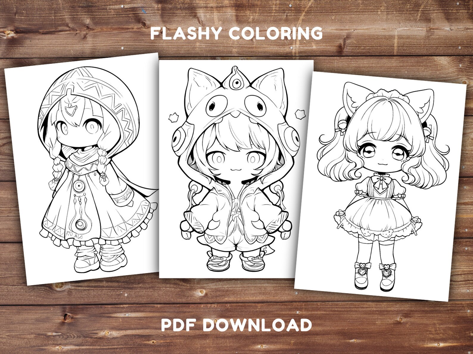 Chibi Girls Coloring Book | INSTANT DOWNLOAD | Printable Coloring Pages ...