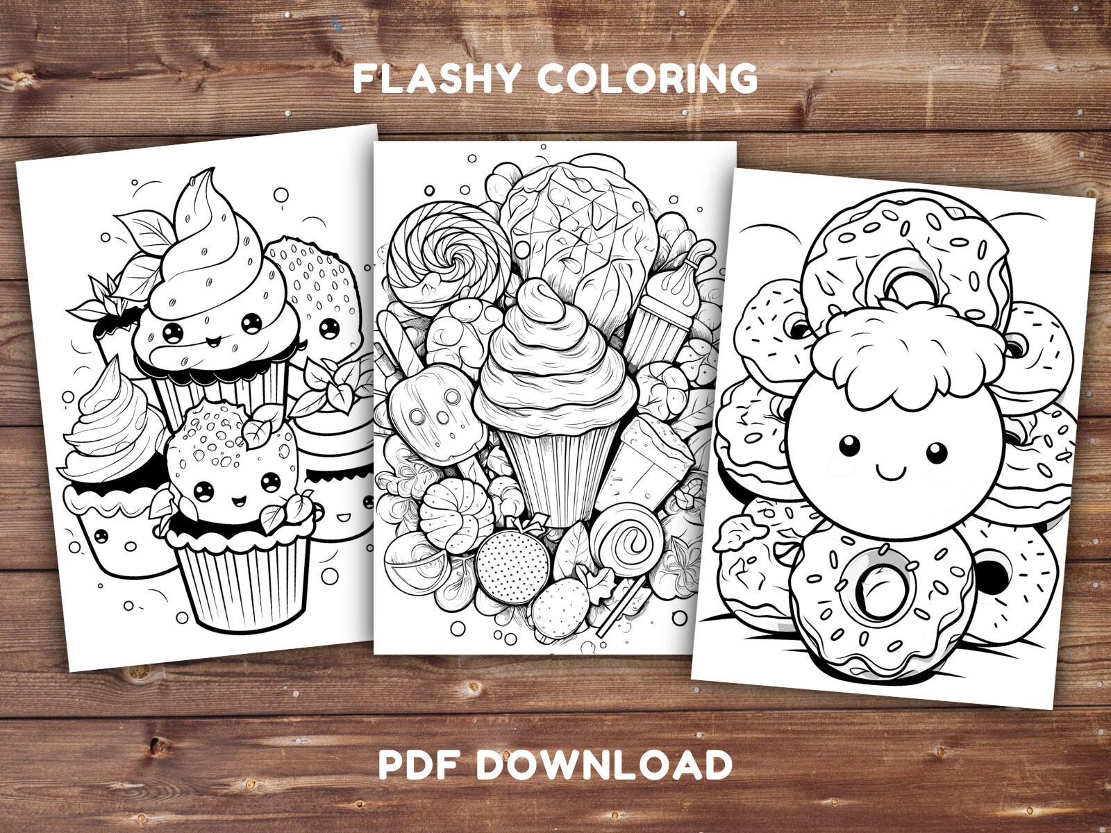 Dessert Coloring Book | INSTANT DOWNLOAD | Printable Coloring Pages ...