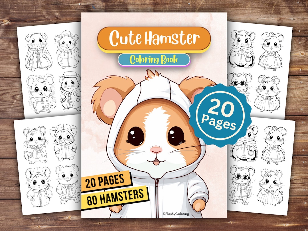 Cute Hamster Coloring Book | INSTANT DOWNLOAD | Printable Coloring ...