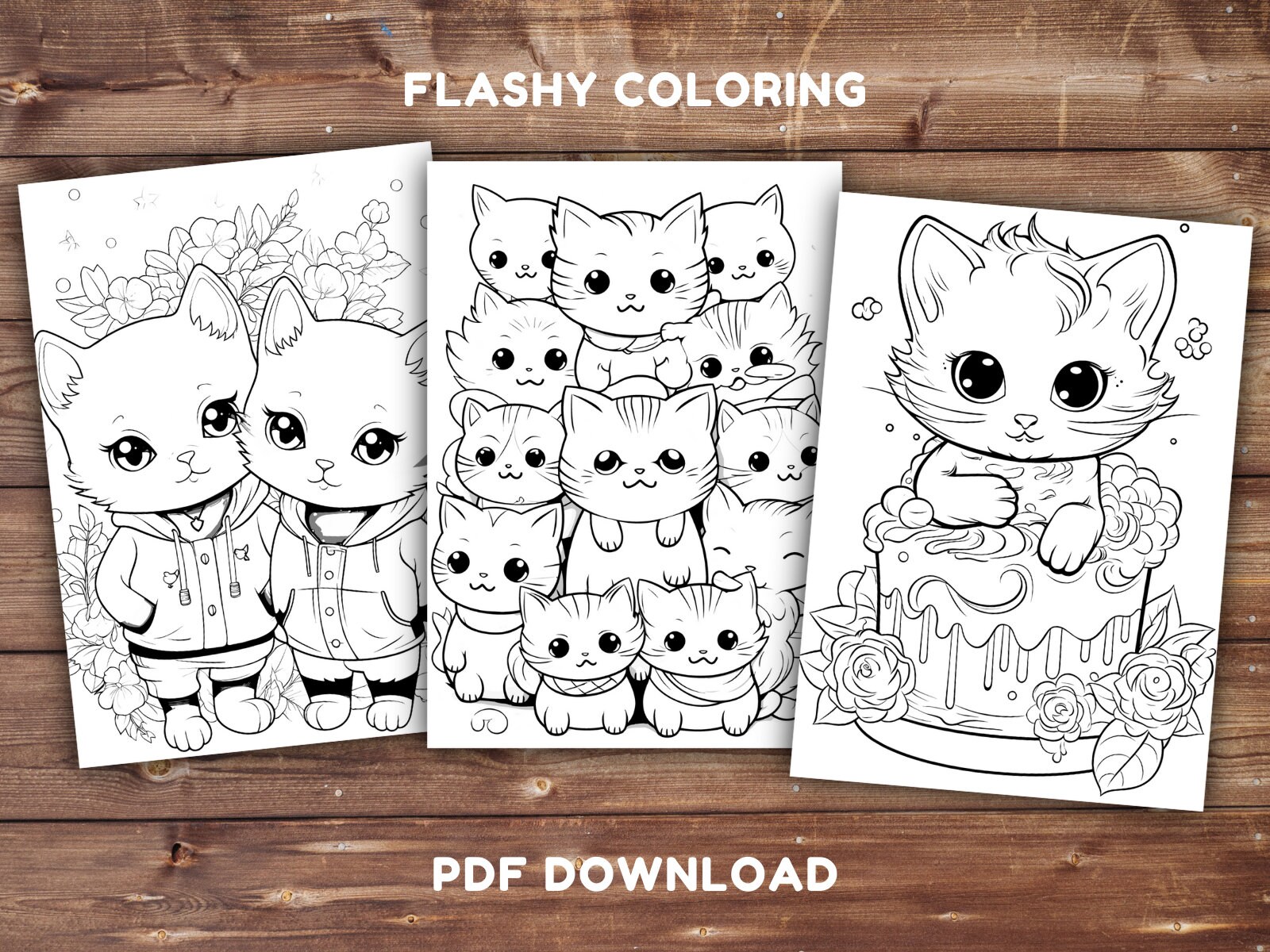 Cute Cats Coloring Book INSTANT DOWNLOAD Printable Coloring Pages Cat ...