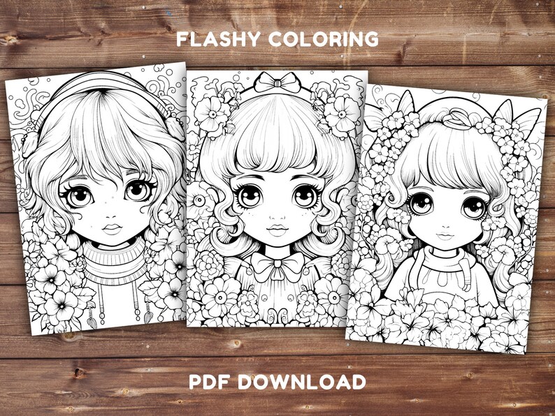 Cute Girls Coloring Book INSTANT DOWNLOAD Printable Coloring Pages ...