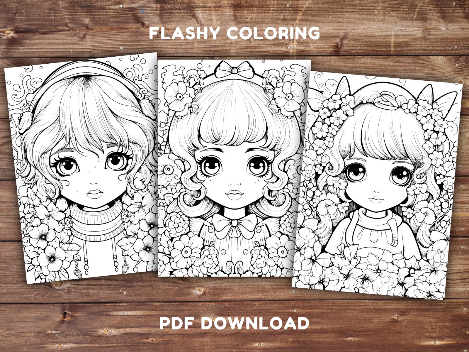 Cute Girls Coloring Book INSTANT DOWNLOAD Printable Coloring Pages ...