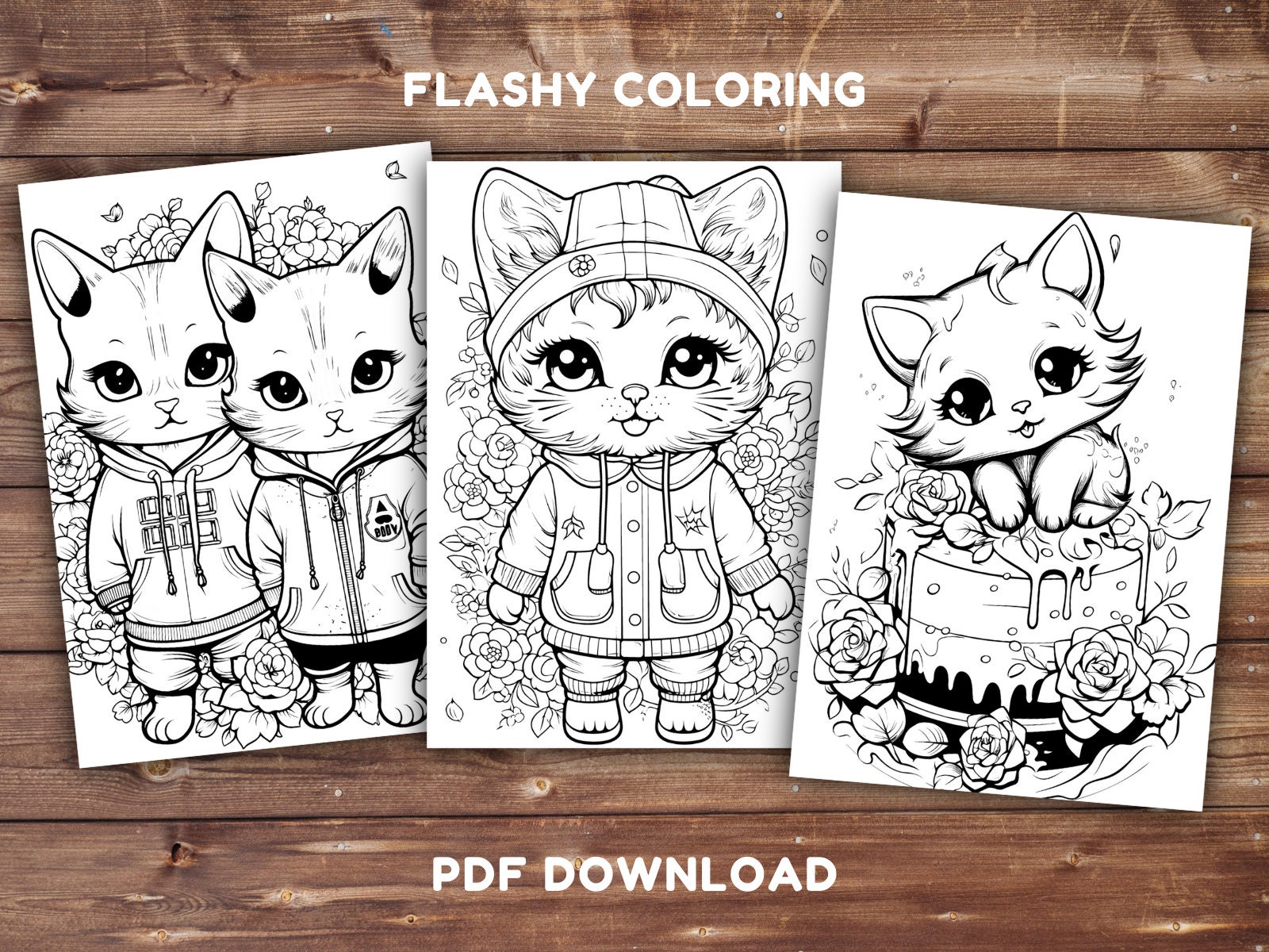 Cute Cats Coloring Book INSTANT DOWNLOAD Printable Coloring Pages Cat ...