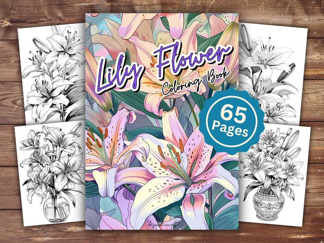 Lily Flower Coloring Book | INSTANT DOWNLOAD | Printable Coloring Pages ...