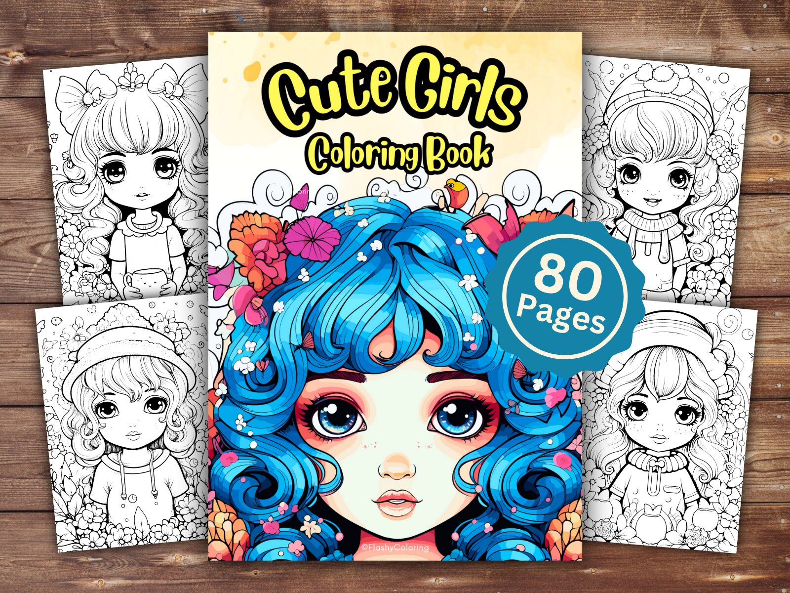 Cute Girls Coloring Book | INSTANT DOWNLOAD | Printable Coloring Pages ...