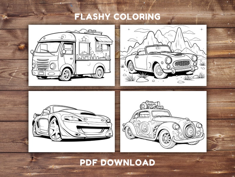 Cute Cars Coloring Book | INSTANT DOWNLOAD | Printable Coloring Pages ...