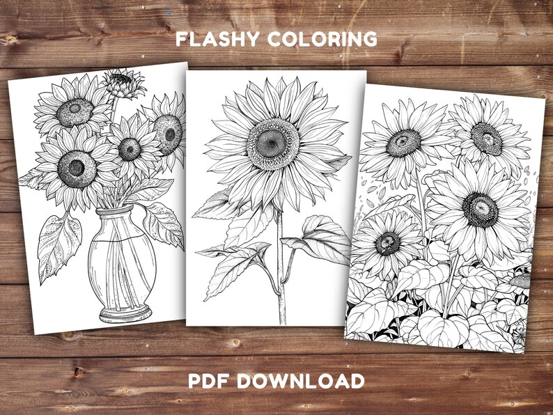 Sunflowers Coloring Book | INSTANT DOWNLOAD | Printable Coloring Pages ...