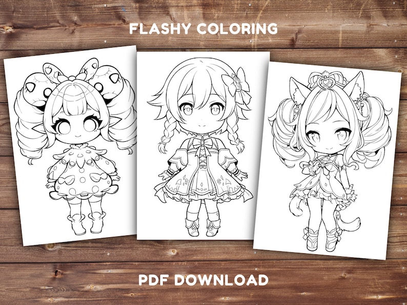 Chibi Girls Coloring Book INSTANT DOWNLOAD Printable Coloring Pages ...