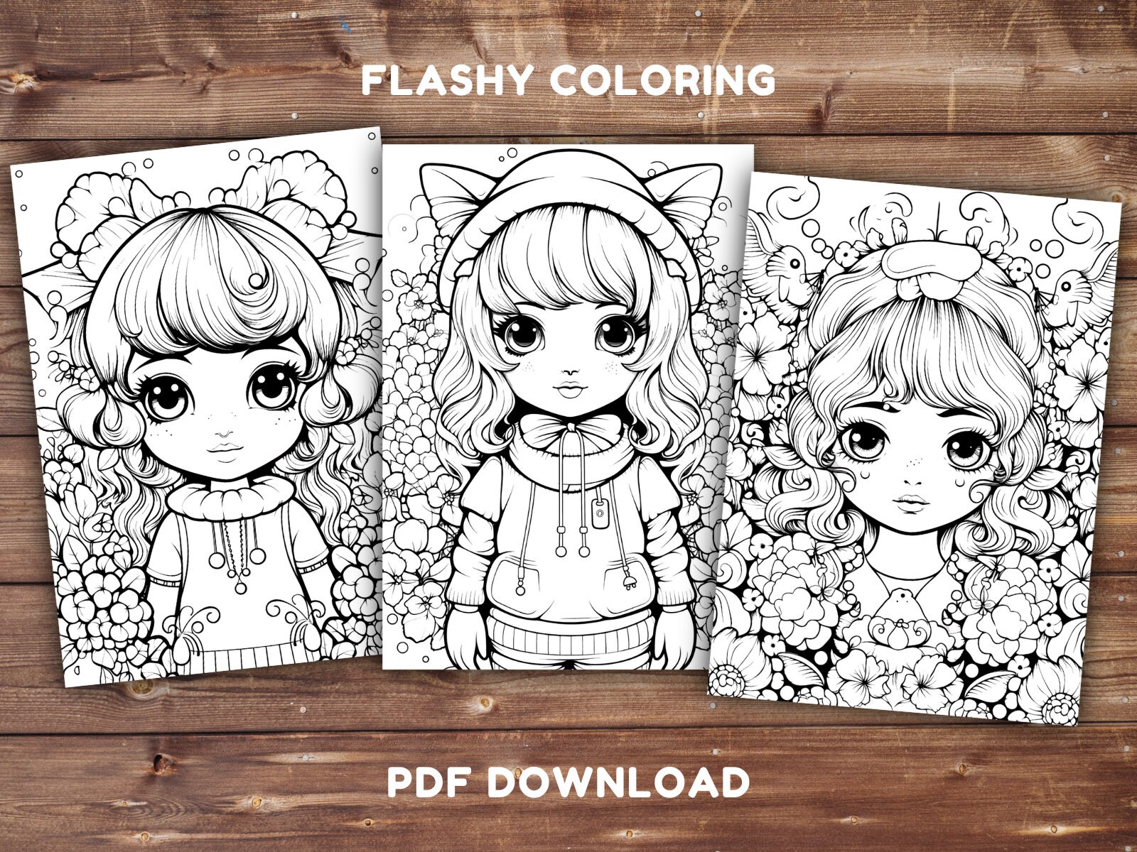 Cute Girls Coloring Book INSTANT DOWNLOAD Printable Coloring Pages ...