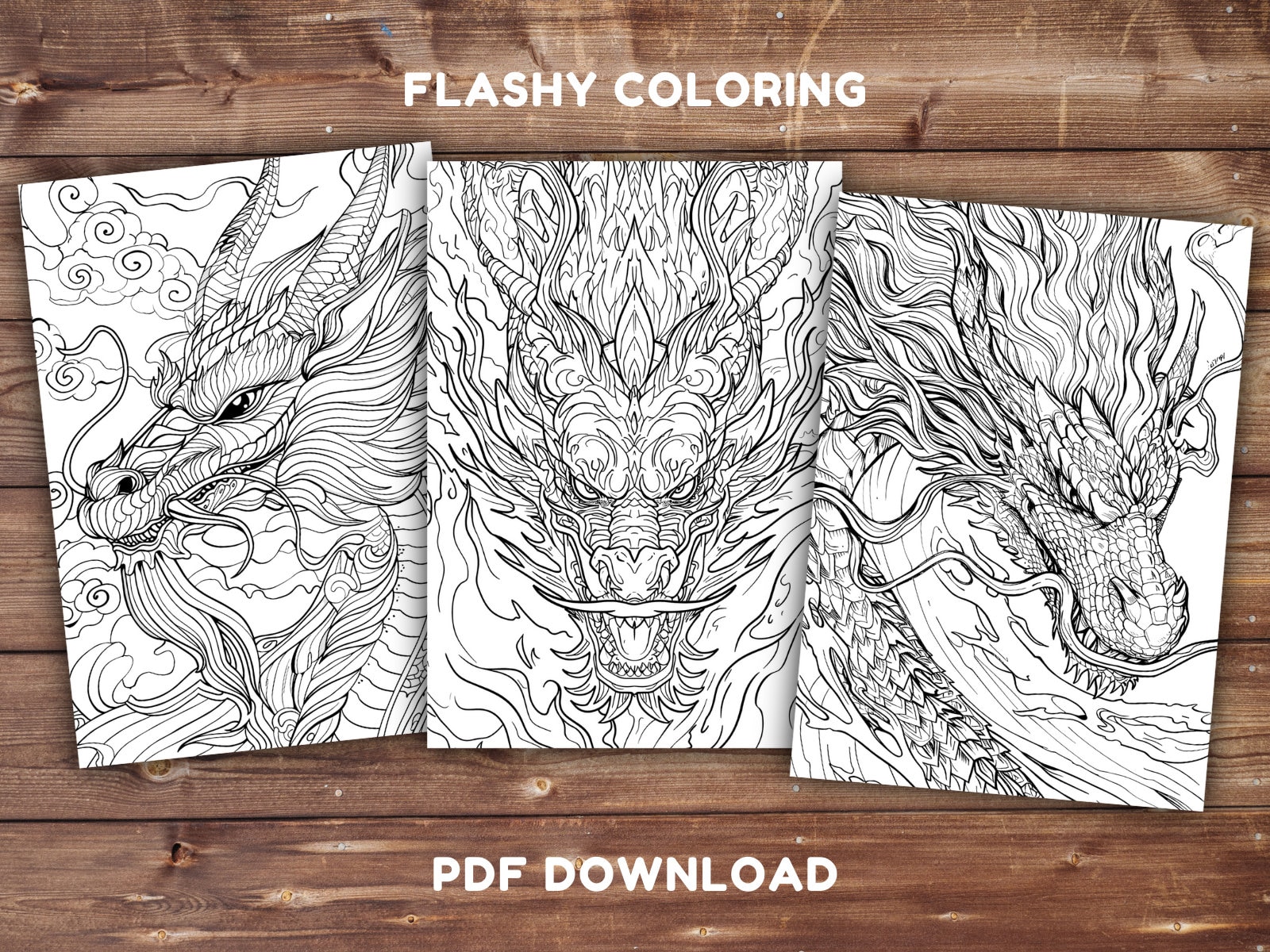 Dragon Coloring Book | INSTANT DOWNLOAD | Printable Coloring Pages ...