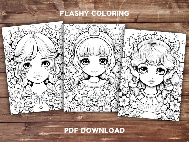 Cute Girls Coloring Book INSTANT DOWNLOAD Printable Coloring Pages ...