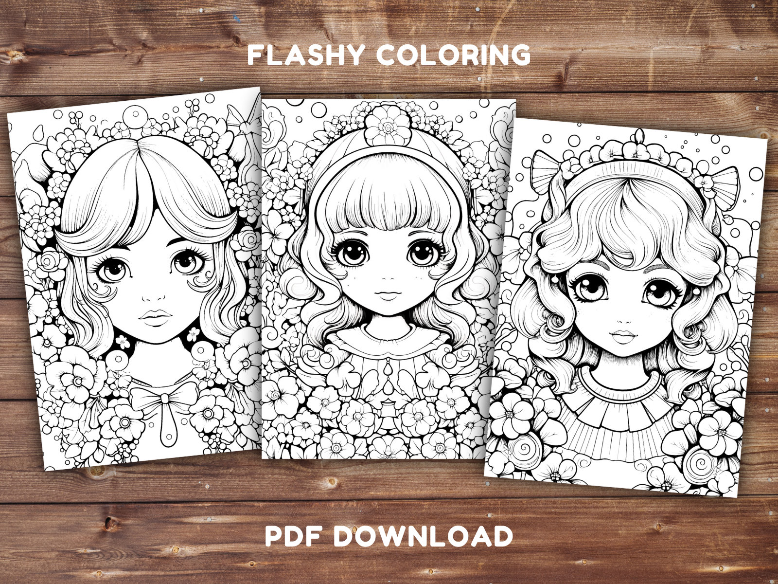 Cute Girls Coloring Book INSTANT DOWNLOAD Printable Coloring Pages ...