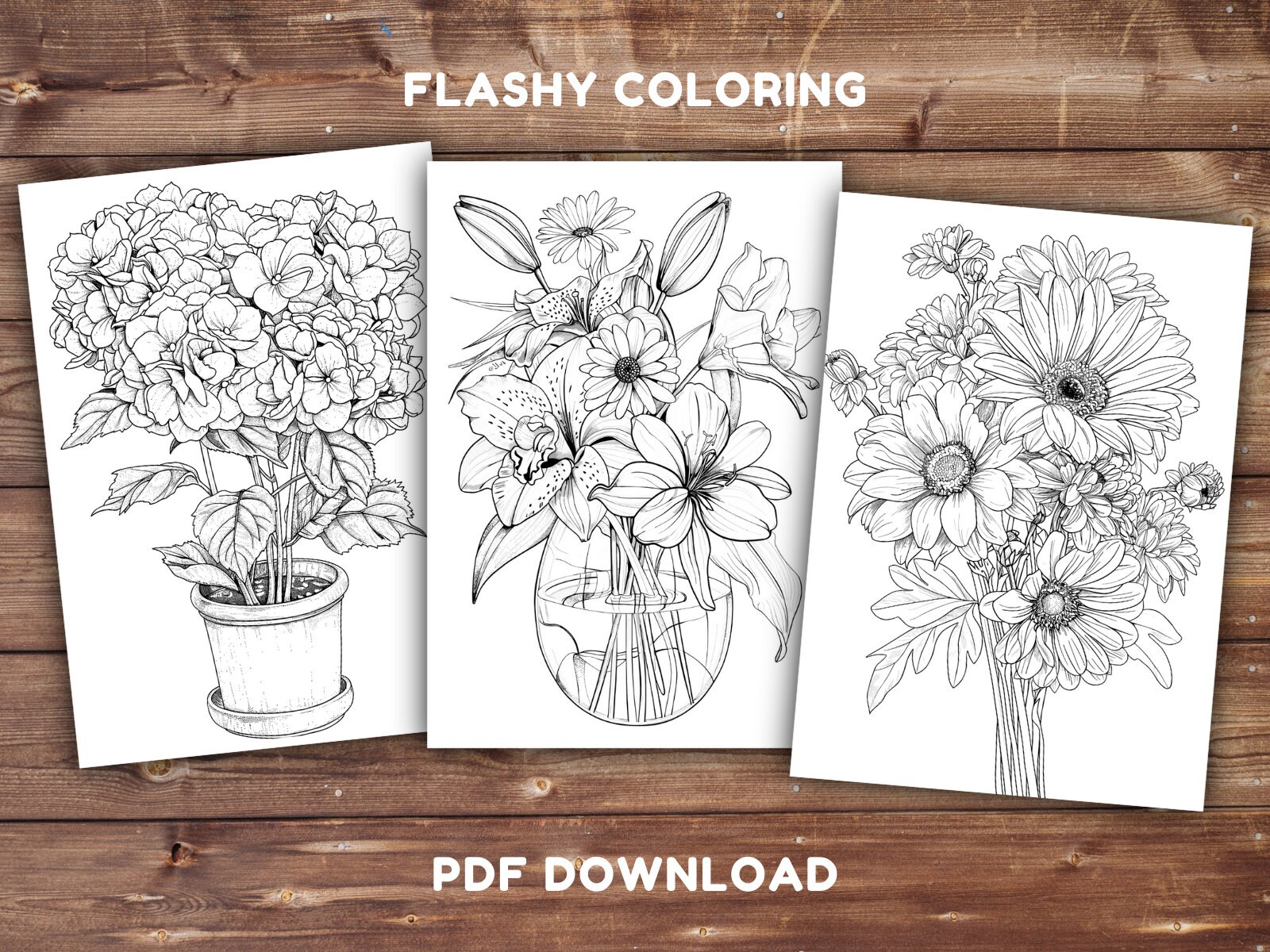 Beautiful Flowers Coloring Book | INSTANT DOWNLOAD | Printable Coloring ...