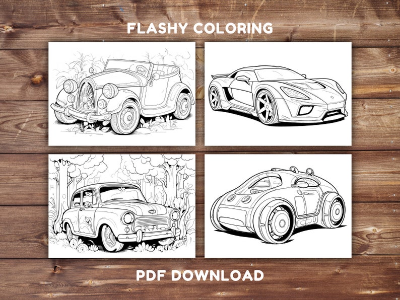 Cute Cars Coloring Book INSTANT DOWNLOAD Printable Coloring Pages ...