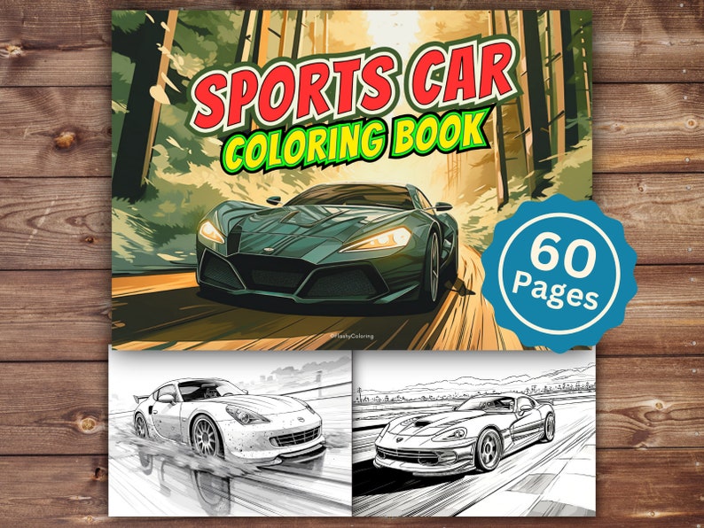 Sports Car Coloring Book INSTANT DOWNLOAD Printable Coloring Pages ...