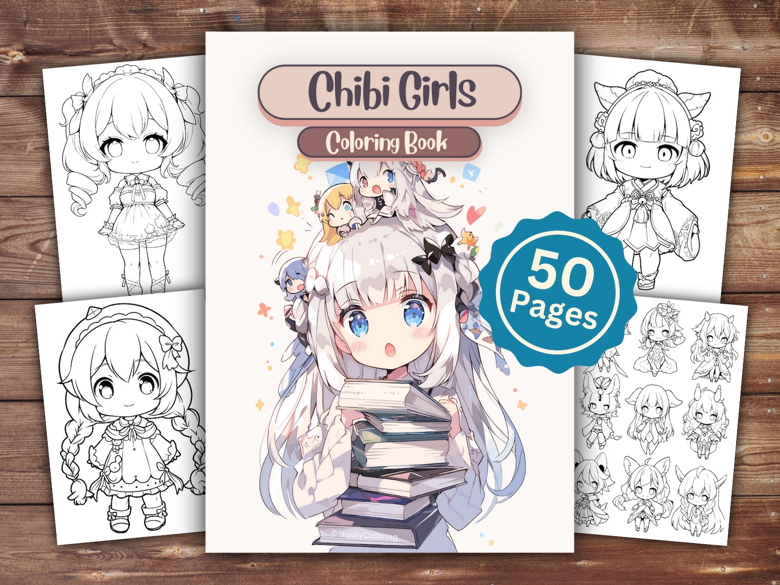 Chibi Girls Coloring Book | INSTANT DOWNLOAD | Printable Coloring Pages ...