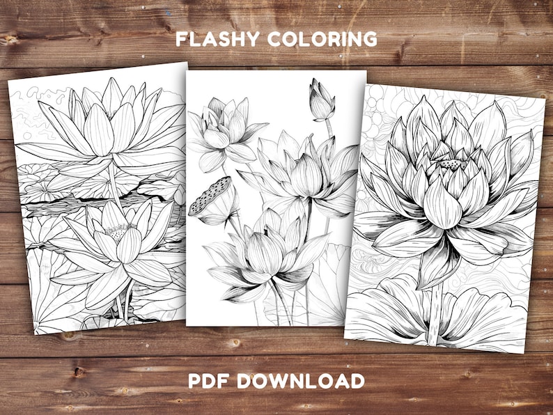 Lotus Flower Coloring Book | INSTANT DOWNLOAD | Printable Coloring ...