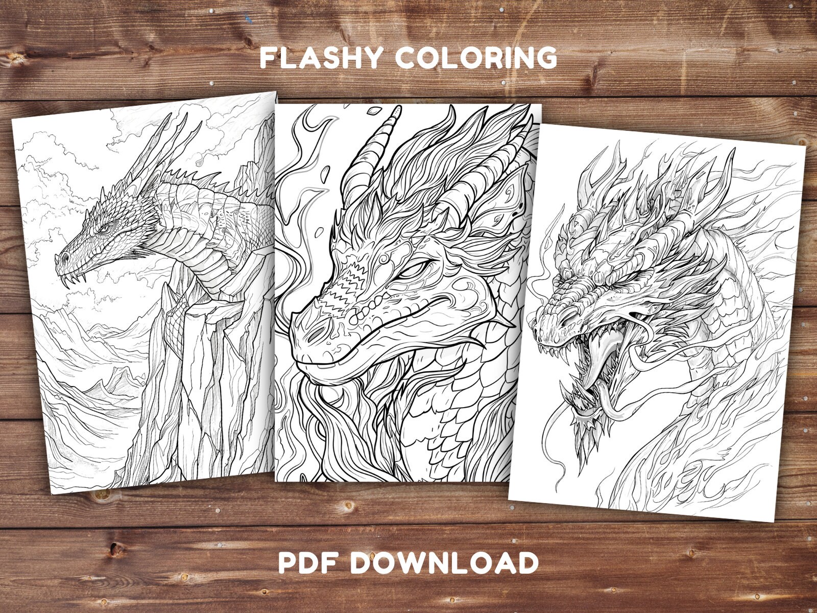 Dragon Coloring Book | INSTANT DOWNLOAD | Printable Coloring Pages ...