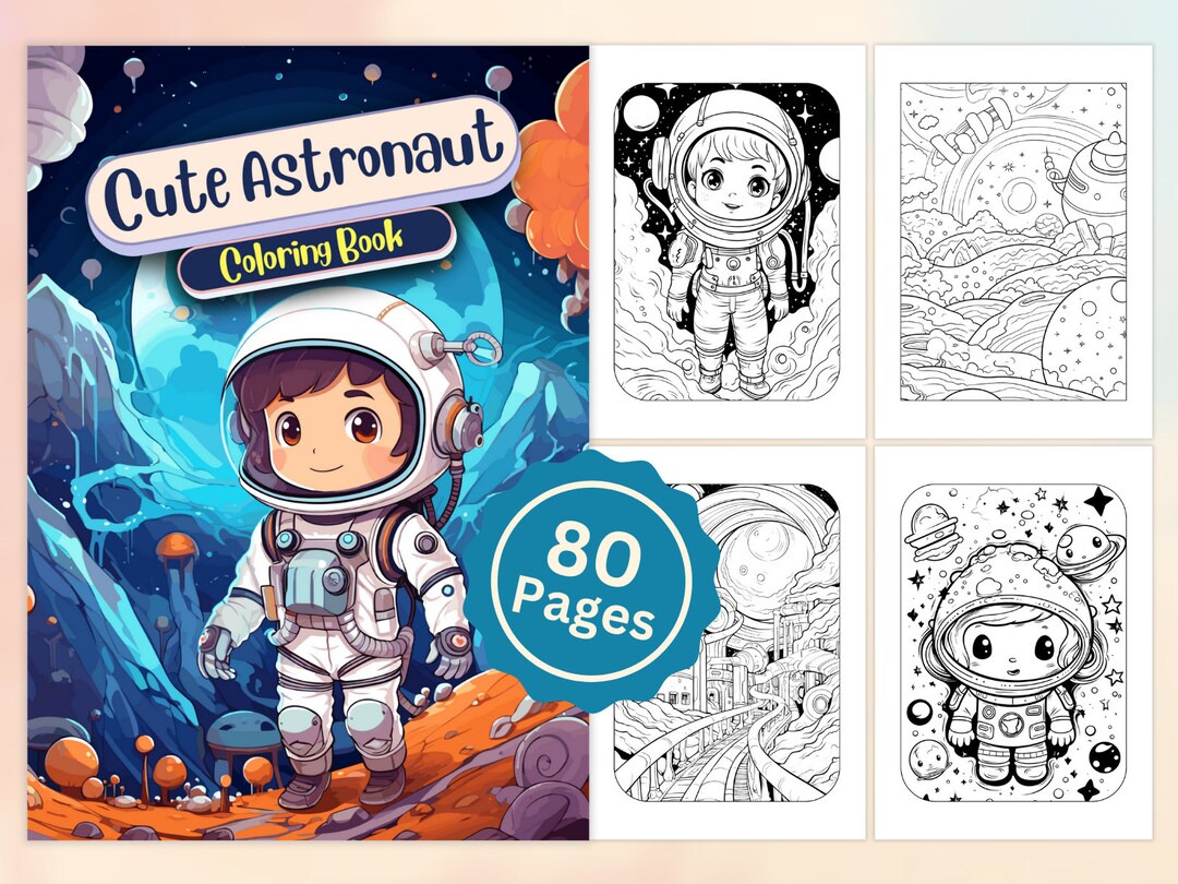 Cute Astronaut Coloring Book INSTANT DOWNLOAD Printable Coloring Pages ...