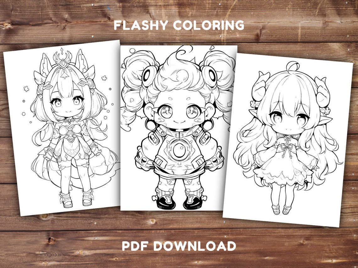 Chibi Girls Coloring Book | INSTANT DOWNLOAD | Printable Coloring Pages ...