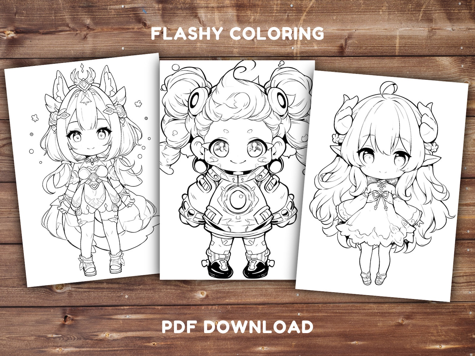 Chibi Girls Coloring Book INSTANT DOWNLOAD Printable Coloring Pages ...