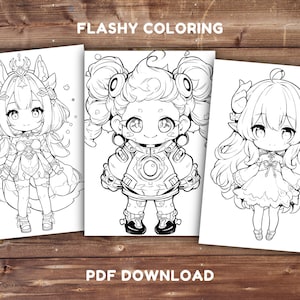 Chibi Girls Coloring Book | INSTANT DOWNLOAD | Printable Coloring Pages ...
