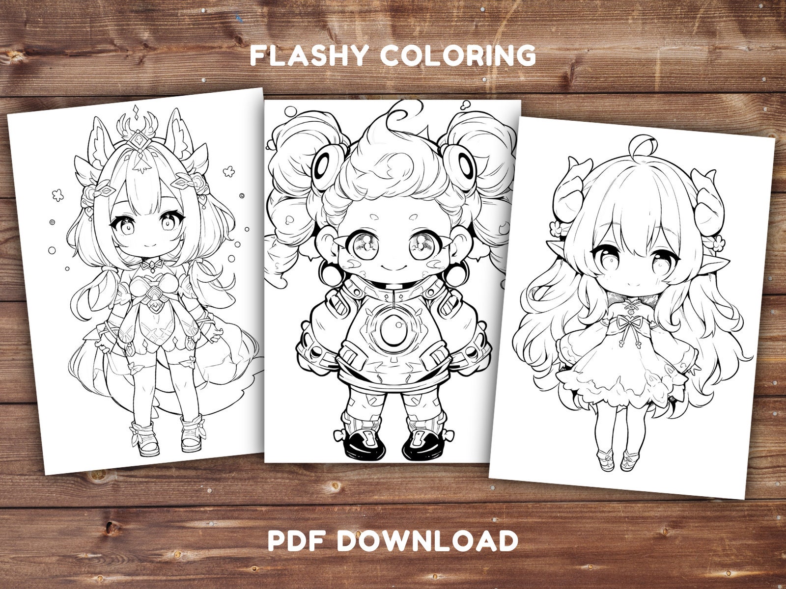 Chibi Girls Coloring Book INSTANT DOWNLOAD Printable Coloring Pages ...